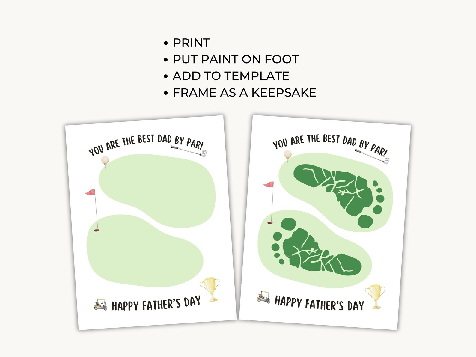 Father's Day Golf Handprint Art Footprint Craft for Best Dad by Par ...
