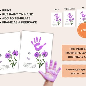 Mothers Day Handprint Poem. A Handprint Art Keepsake Gift for Mom ...