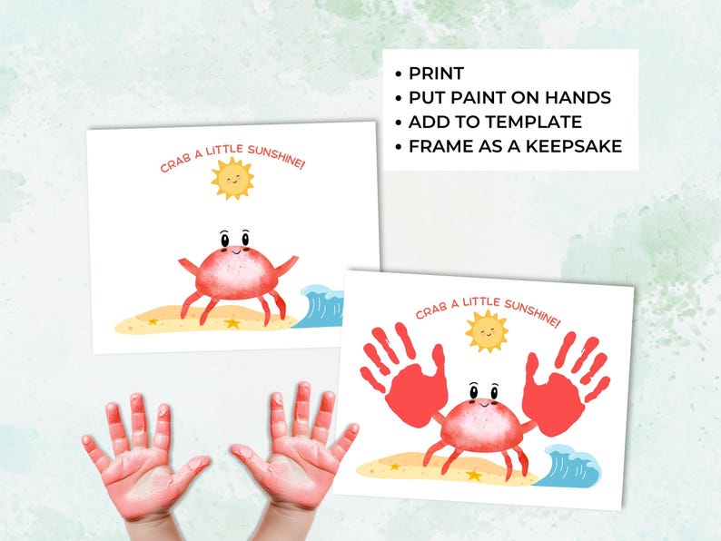 Crab Handprint Art Summer Craft. Create Summer Handprint Art With This ...