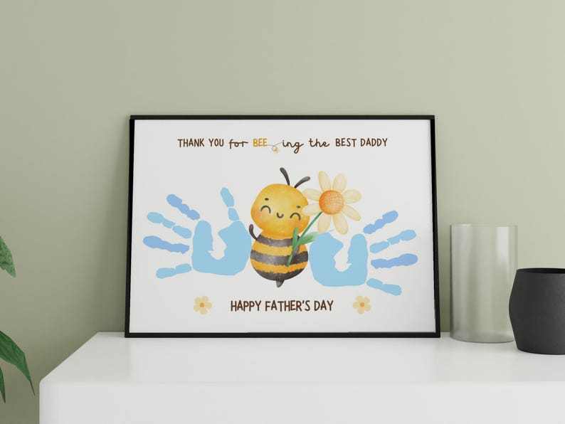 Father's Day Handprint Craft Bee Footprint Art. Handprint Bee Father's ...