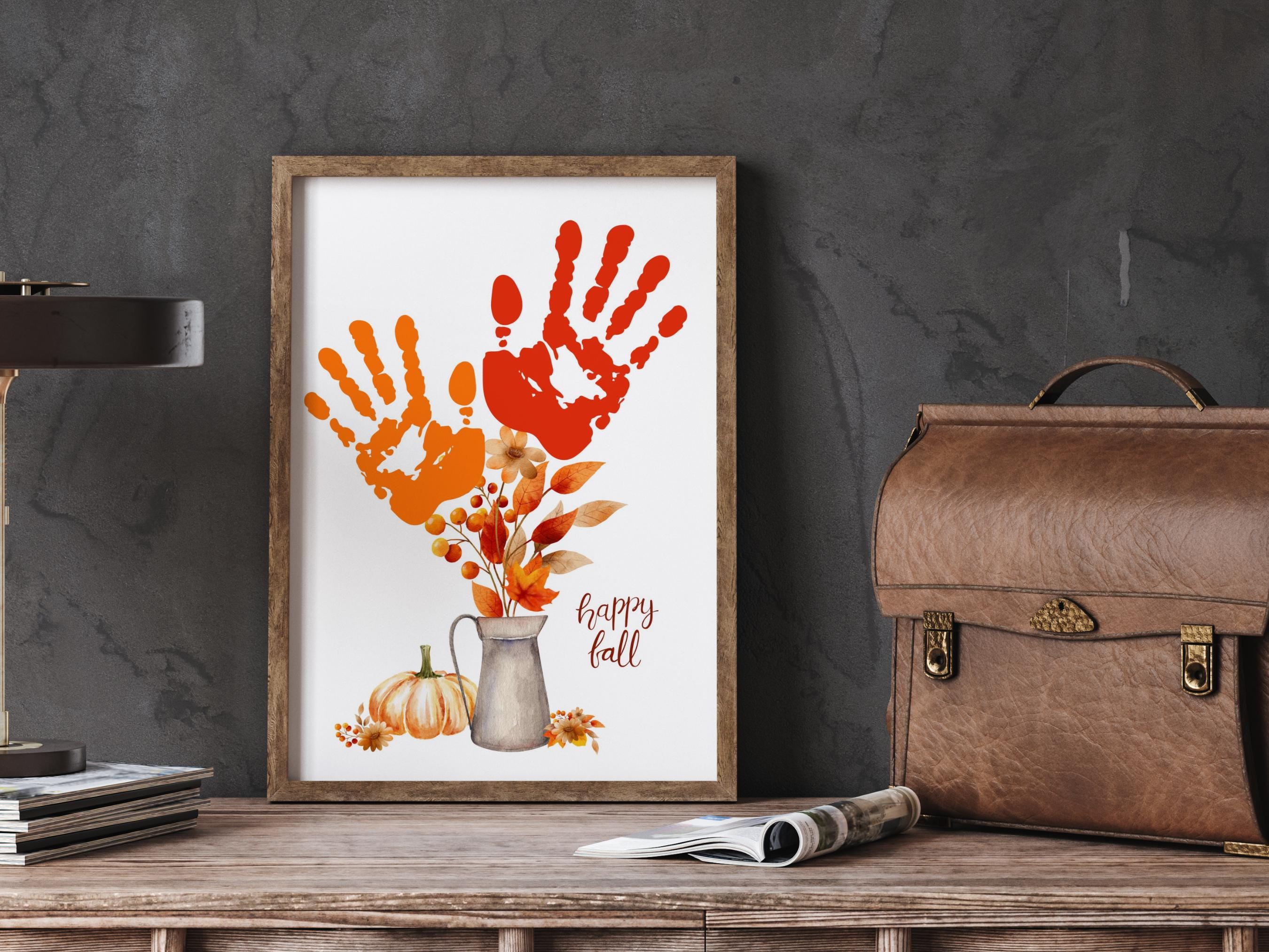 Fall Handprint Art Flowers in Vase. Printable Template for Babies ...