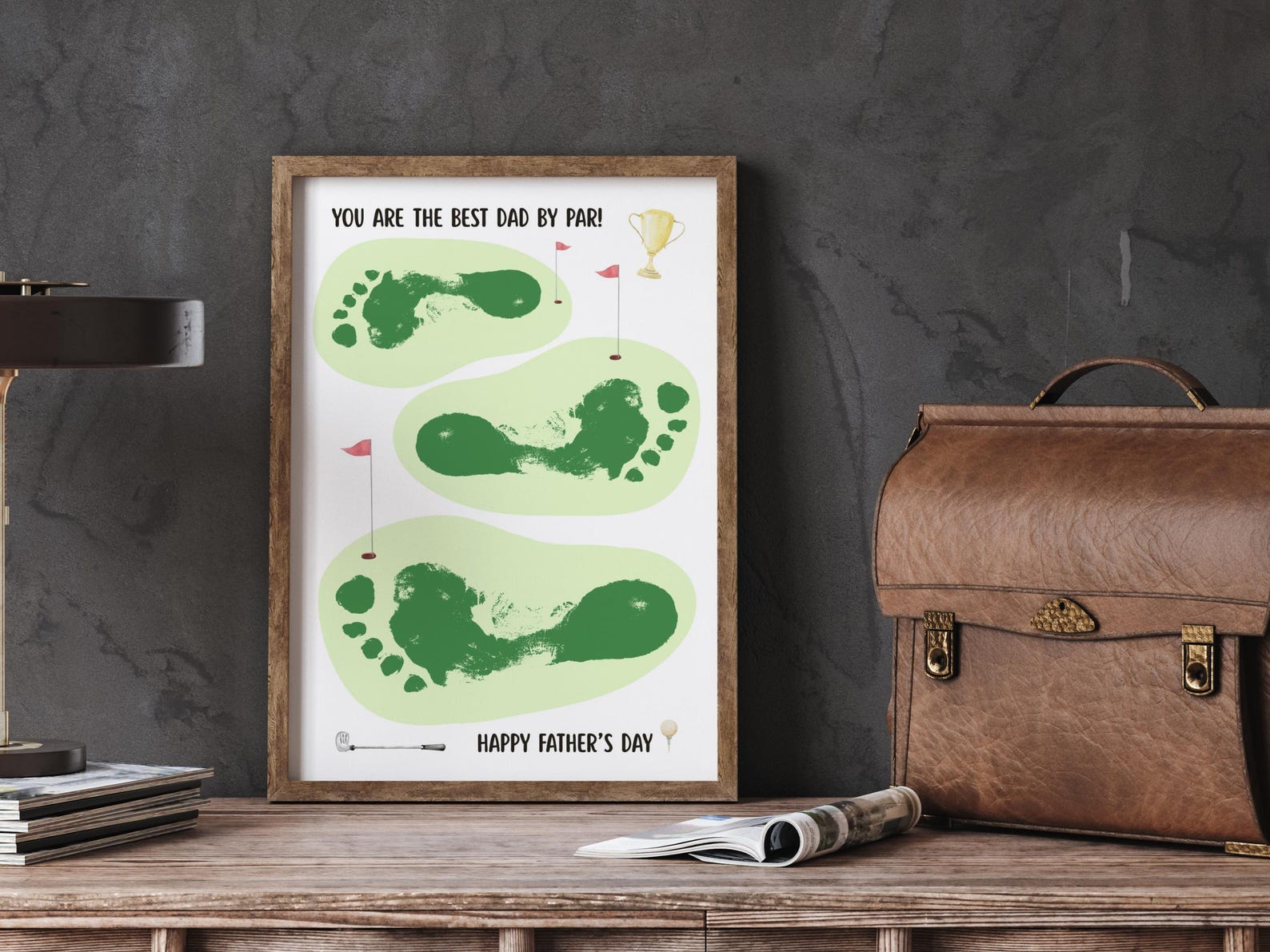 Father's Day Golf Footprint Art Craft From 3 Kids. Keepsake From Baby ...