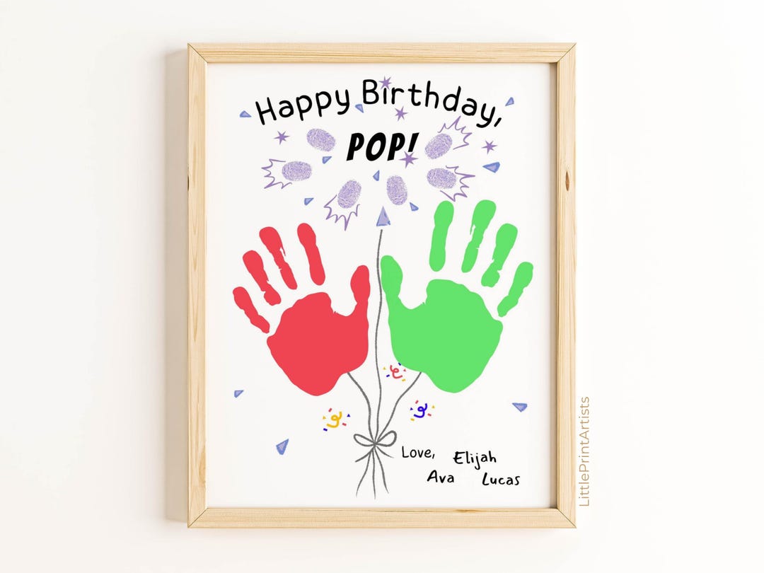 Handprint Balloons Birthday Card for Pop. Handprint Birthday Craft for ...