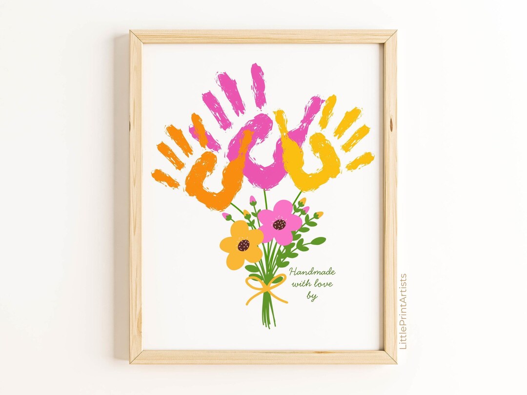 Mother's Day Handprint Art: Handprint Flower Bouquet Keepsake Gift From ...