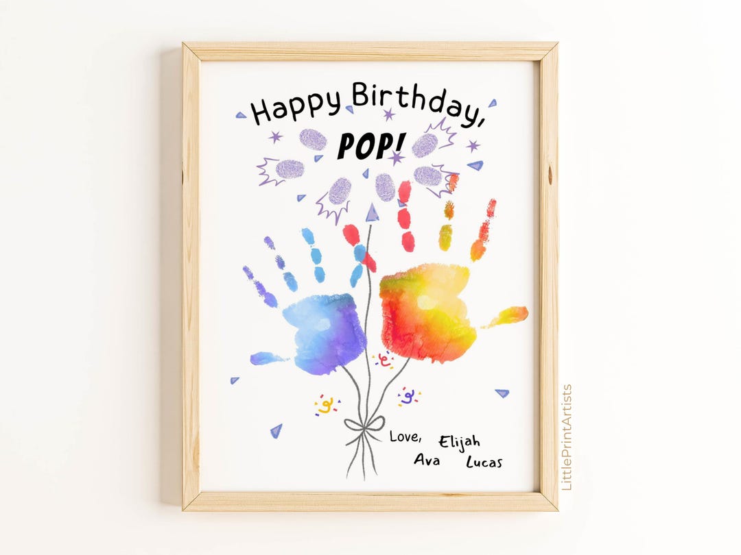 Handprint Balloons Birthday Card for Pop. Handprint Birthday Craft for ...