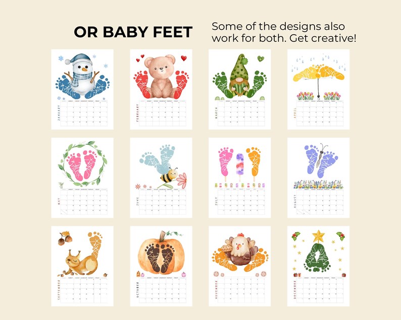 Handprint Calendar 2026. Baby and Toddler Keepsake DIY Calendar ...