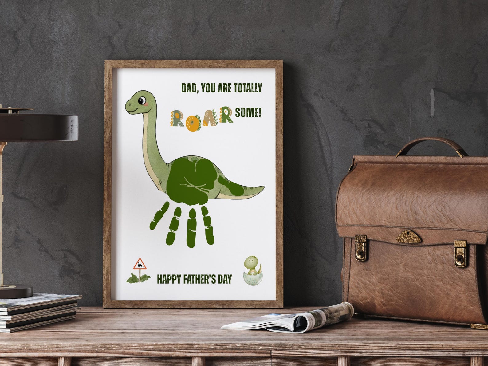 Father's Day Dinosaur Craft Handprint Art. Gift From Kids for Dad ...