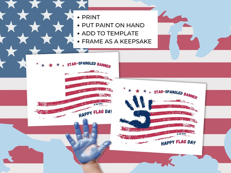 Flag Day Printable Handprint Craft Footprint Art Toddler Baby Kids ...