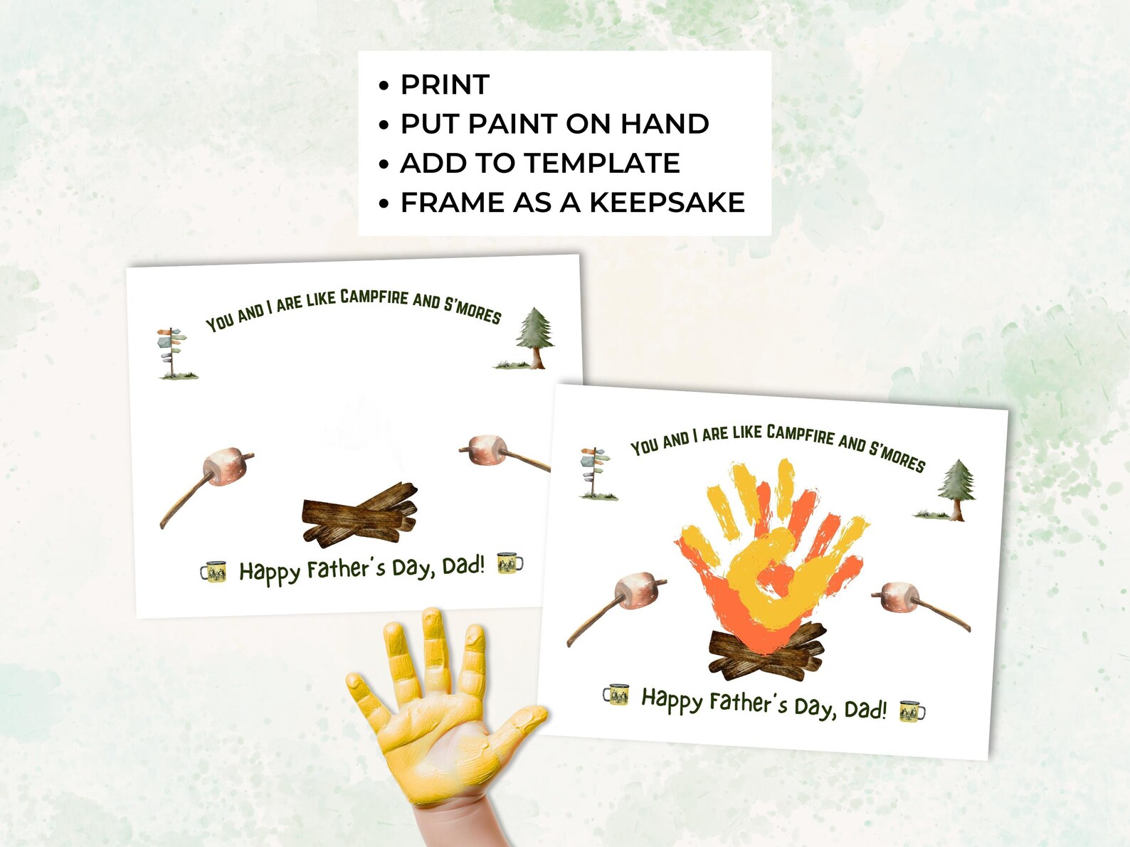 Campfire Handprint Craft as Father's Day Gift From Kids. Handprint Art ...