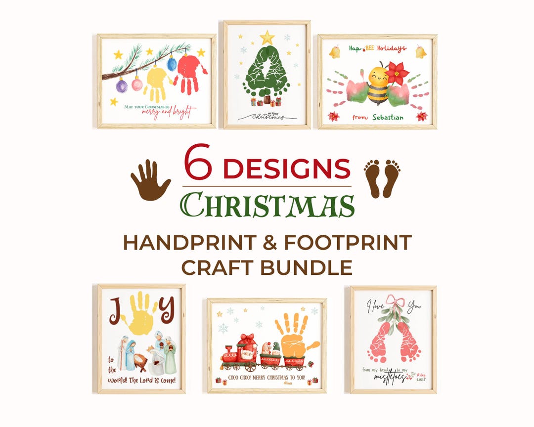 Christmas Handprint Footprint Craft Bundle. Printable Art Templates ...