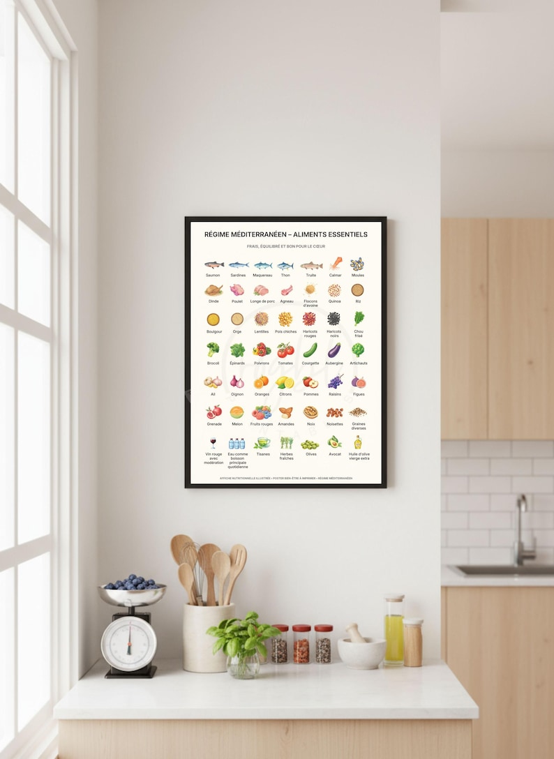 Mediterranean Diet Printable Chart in French | Mediterranean Foods List ...