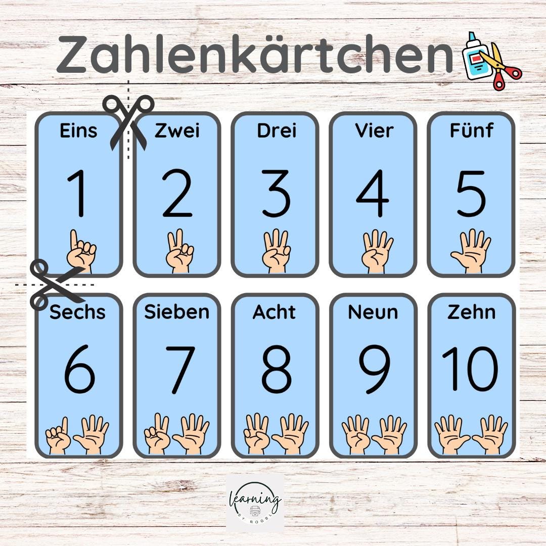 Zahlenkarten Zum Ausdrucken, Zahlenkärtchen Für Kinder, Lernkarten 1-10 ...