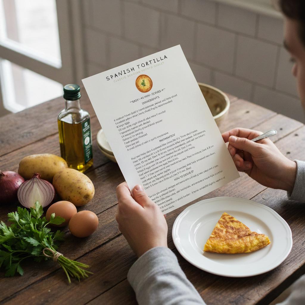 Spanish Tortilla Recipe Printable – Illustrated Kitchen Recipe ...