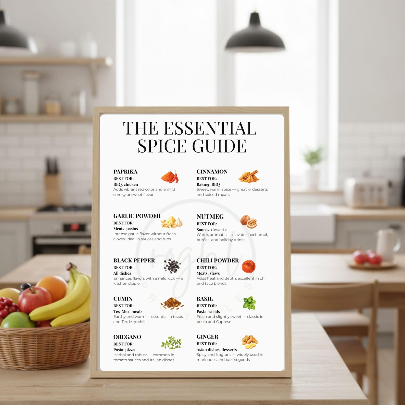 Essential Spice Guide Printable | Spice Guide for Kitchen | Essential ...