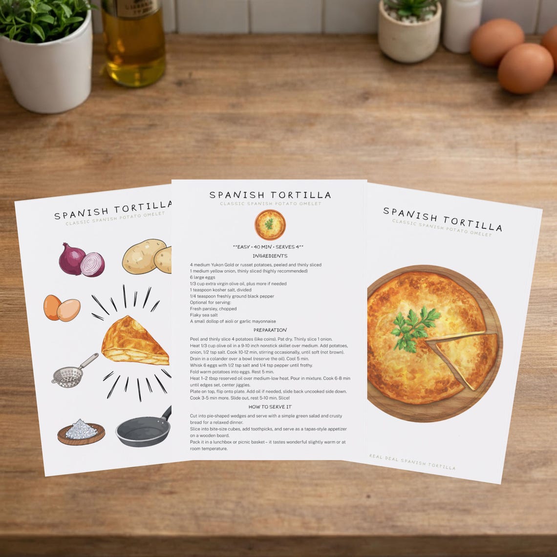 Spanish Tortilla Recipe Printable – Illustrated Kitchen Recipe ...
