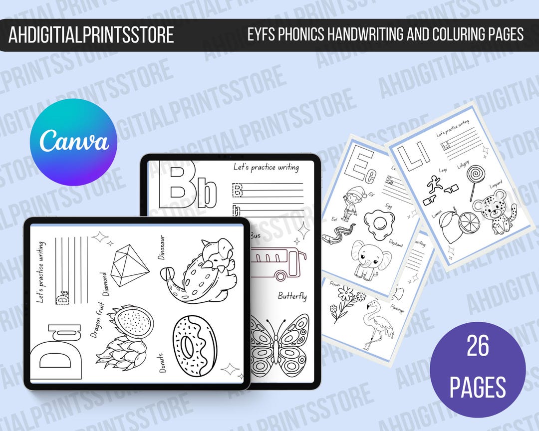 EYFS Phonics Handwriting and Coloring Pages. Full Alphabet. at Home and ...