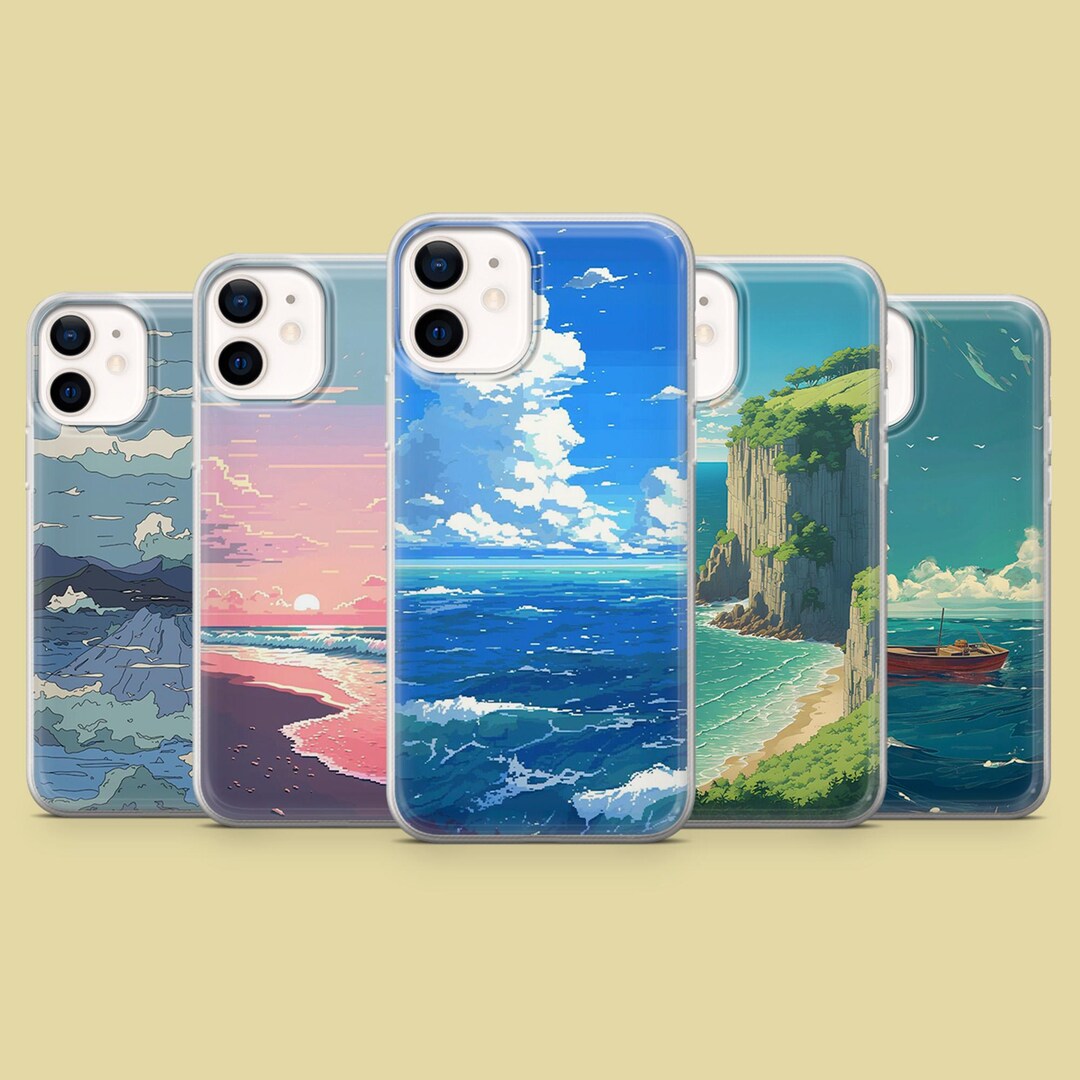 Lo-fi Ocean Phone Case Anime Ocean Cover for iPhone 16E, Pro, 15, 14 ...