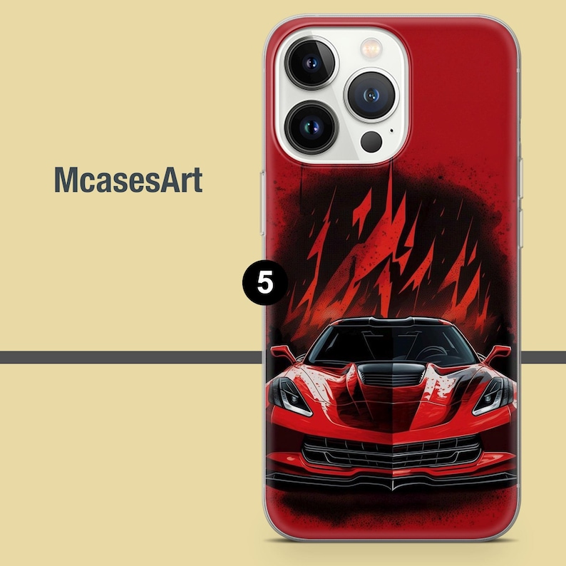 Corvette Phone Case Muscle Car Sport Car Cover for iPhone 16E, Pro, 15 ...