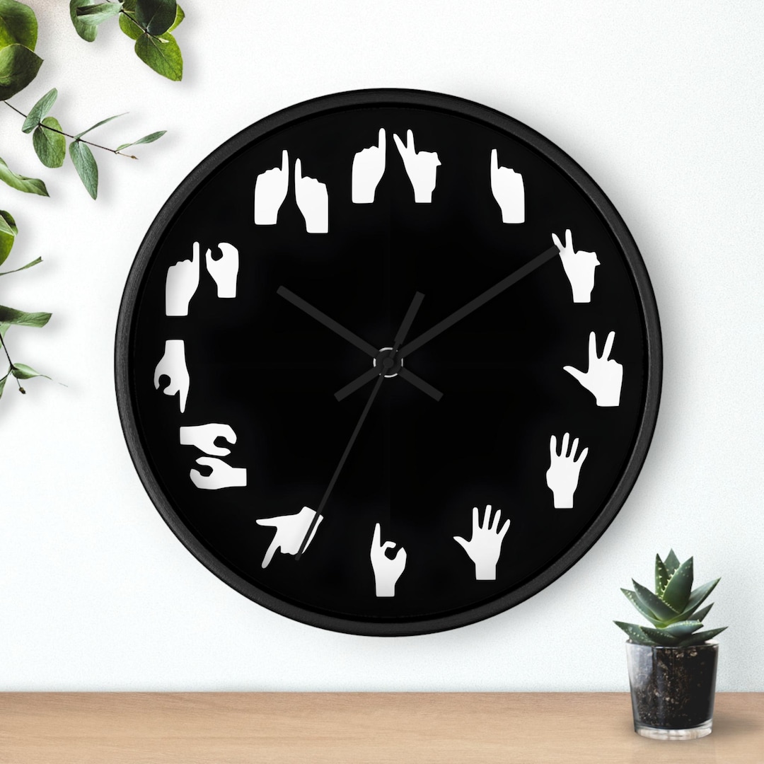 Sign Language Wall Clock, ASL Hand Signs Modern Home Decor, Unique ...
