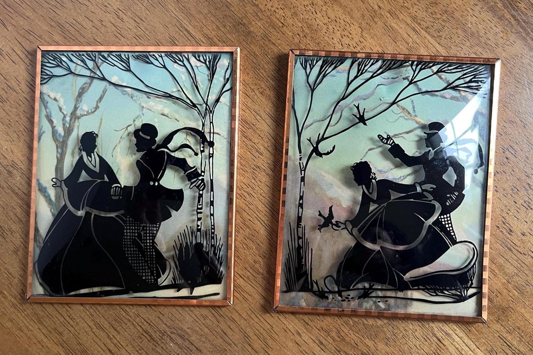 Set of 2 Vintage Silhouettes Wall Art Hanging 5” - Etsy