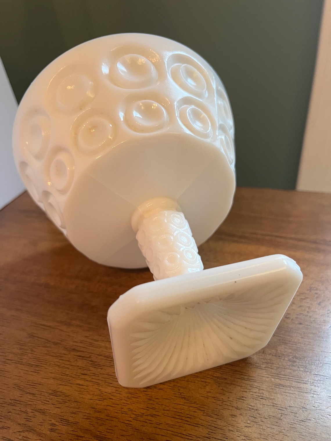 Vintage L.E. Smith 1000 Eye Bullseye Milk Glass Pedestal Dish 6” - Etsy