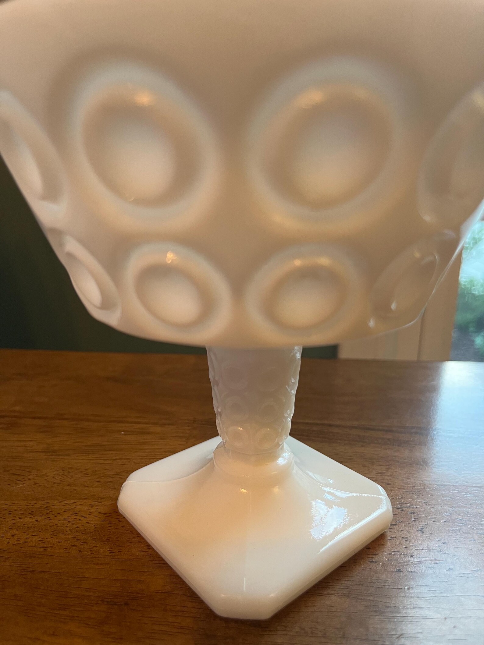 Vintage L.E. Smith 1000 Eye Bullseye Milk Glass Pedestal Dish 6” - Etsy