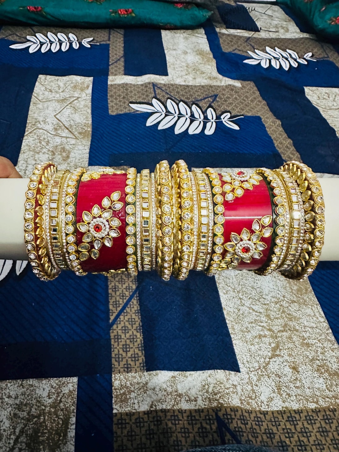 Handcrafted Red Bridal Bangle Set: Gold Plated Indian Wedding Jewelry ...