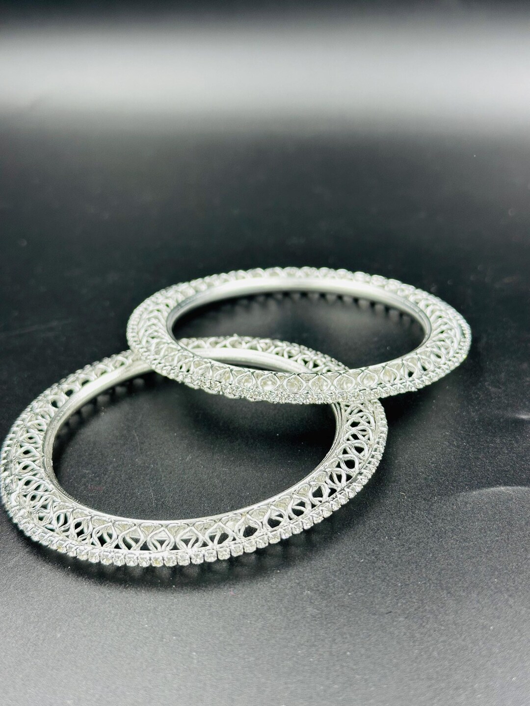 Silver Filigree Bangles: Handmade Openwork Indian Bracelet Pair - Etsy