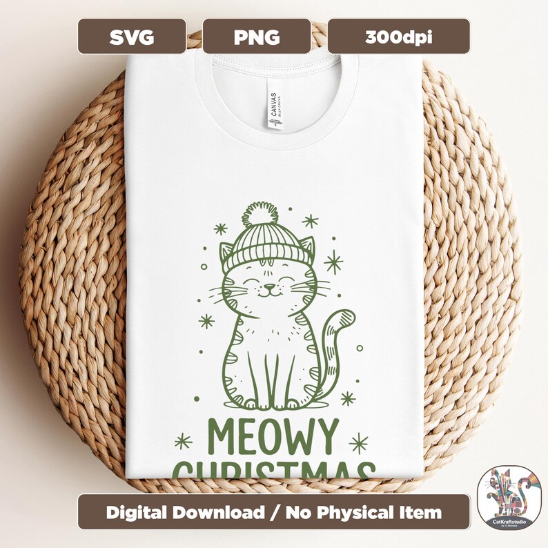 Meowy Christmas Cat SVG: Funny Holiday Clipart (digital Download) - Etsy