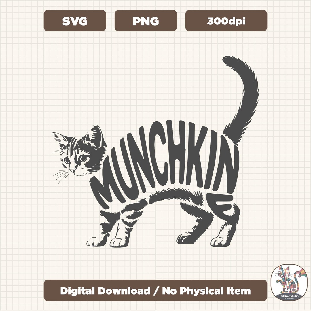 Munchkin SVG PNG, Cat Breeds Design, Cat Lover Gift, Feline Design for ...