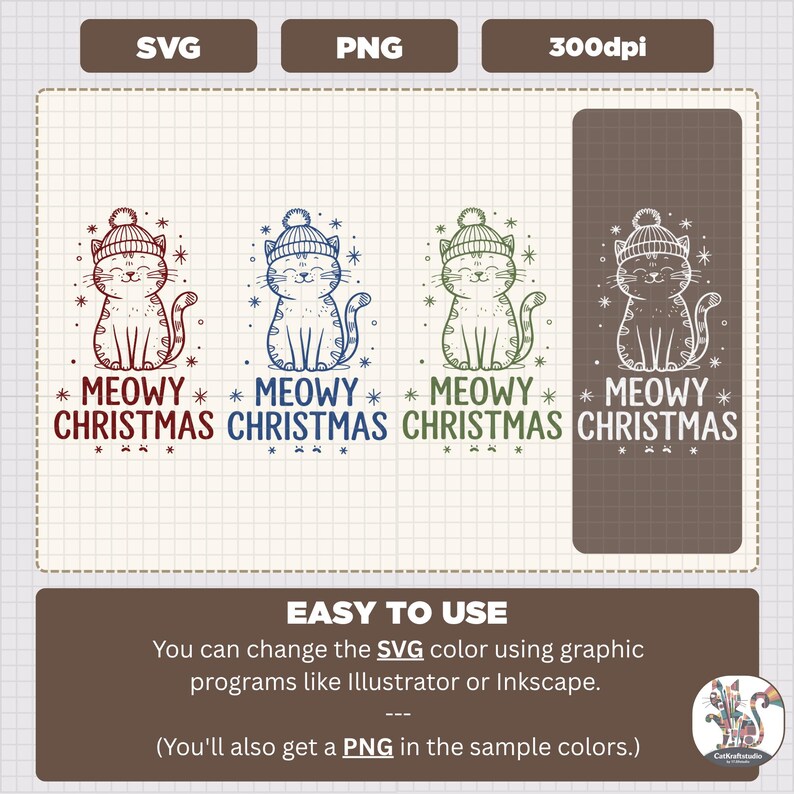 Meowy Christmas Cat SVG: Funny Holiday Clipart (digital Download) - Etsy