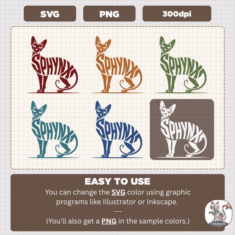 Sphynx Cat Line Art: Tattoo Style Vector Design (SVG, PNG Digital ...