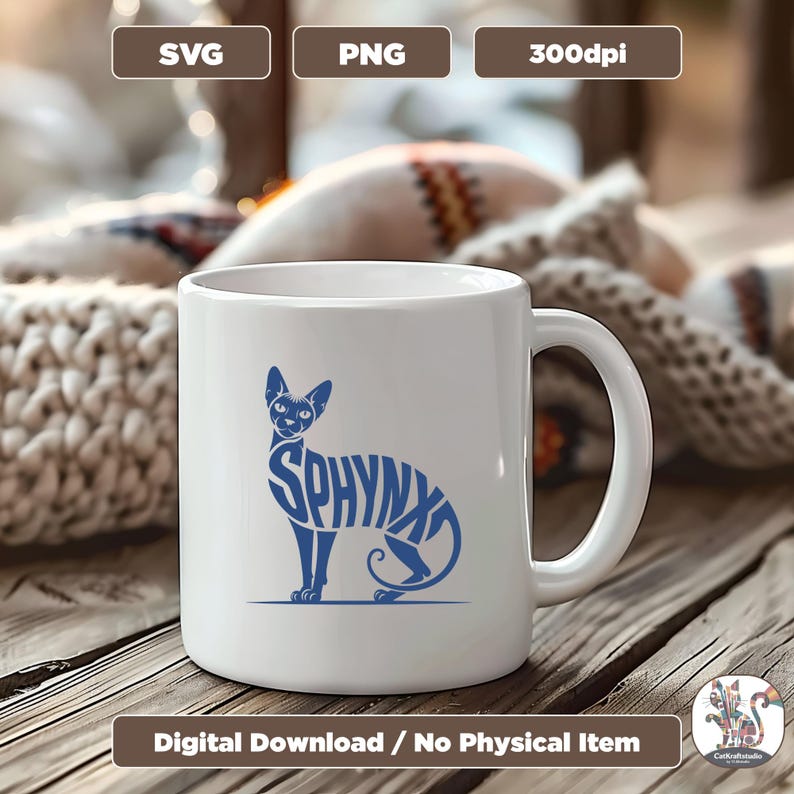 Sphynx Cat Line Art: Tattoo Style Vector Design (SVG, PNG Digital ...