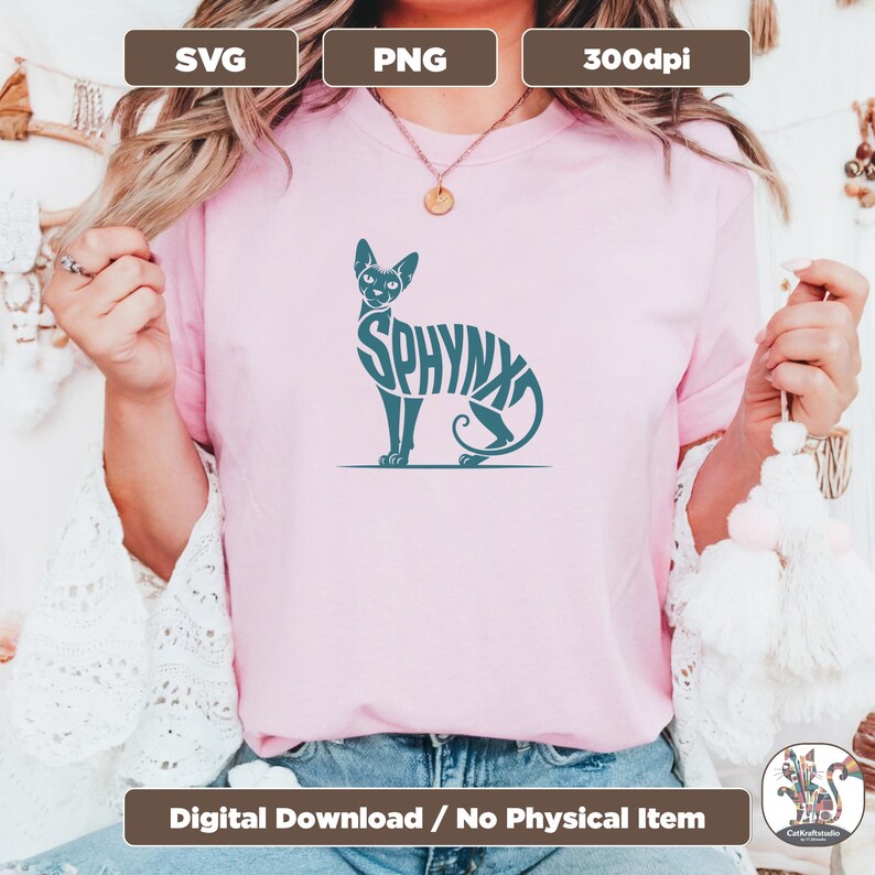 Sphynx Cat Line Art: Tattoo Style Vector Design (SVG, PNG Digital ...