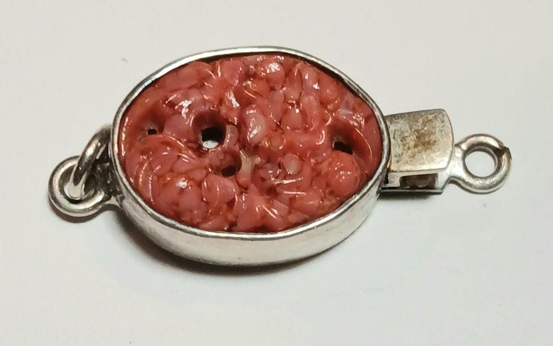 Clasp - Box Style - Coral and Sterling. Single Strand, Oval - Etsy