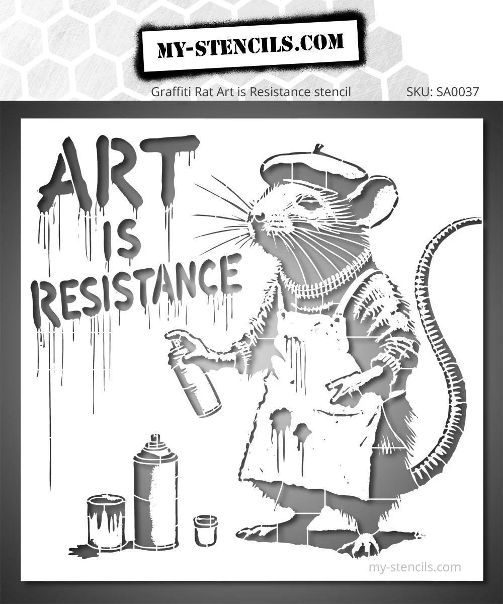 Rat Graffiti Stencil – Reusable Street Art Stencil With 'art is ...