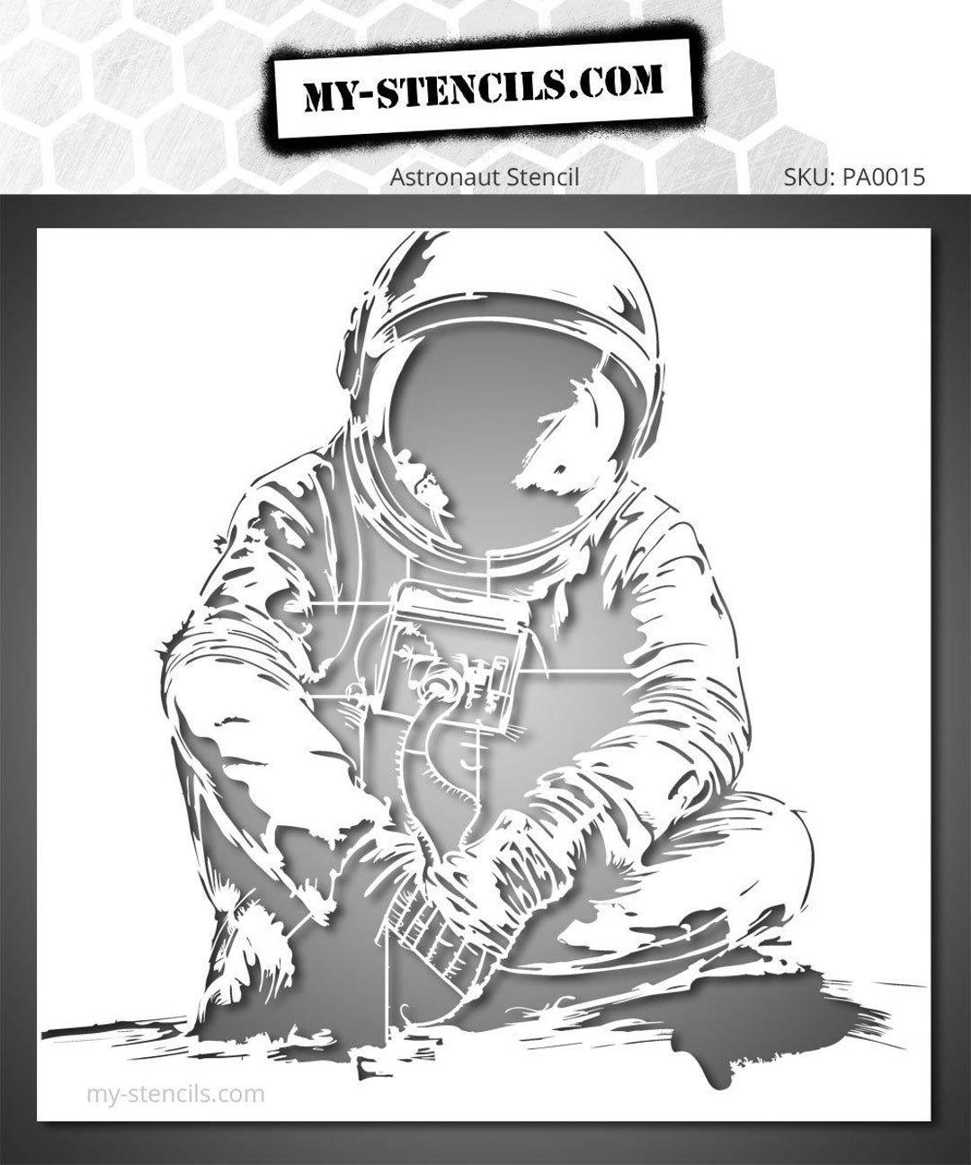 Sitting Astronaut Stencil – Space Explorer Street Art Template ...