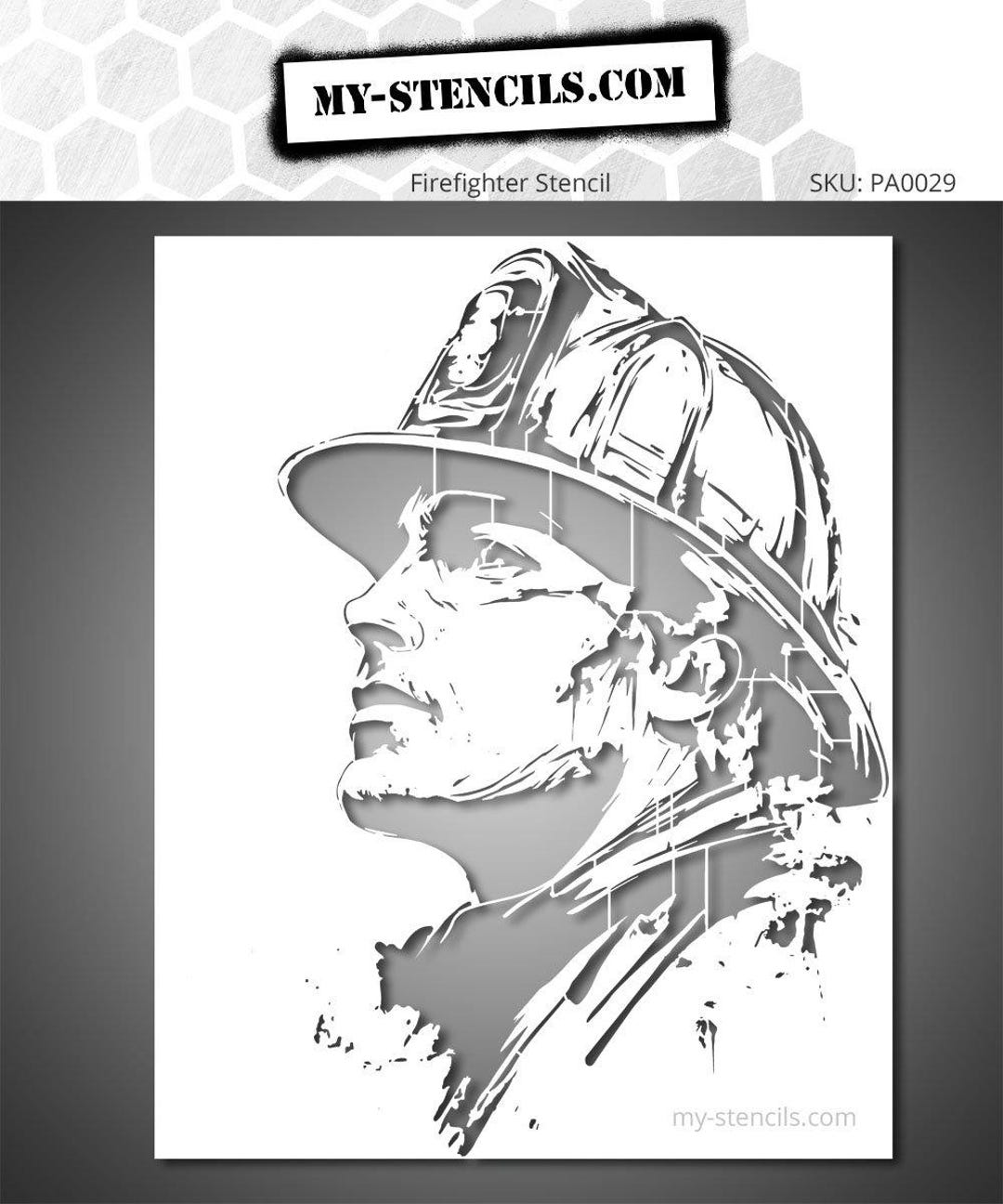 Firefighter Stencil – Heroic Fireman Silhouette for Wall Art, Canvas & DIY – Reusable Mylar ...