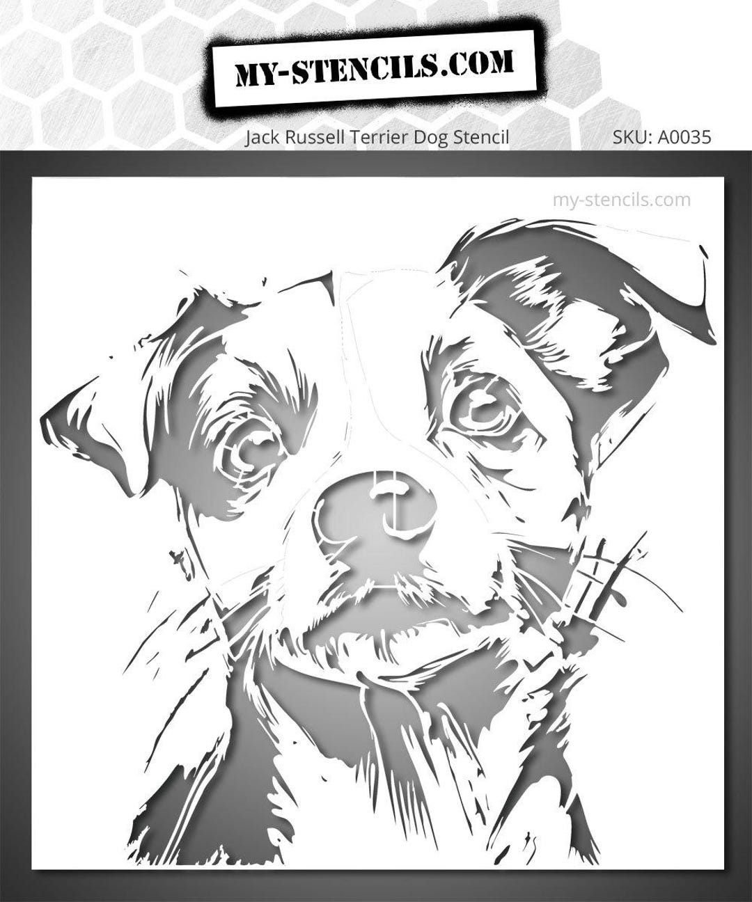 Jack Russell Stencil – Dog Face Template for DIY Wall Art, Canvas & Pet ...