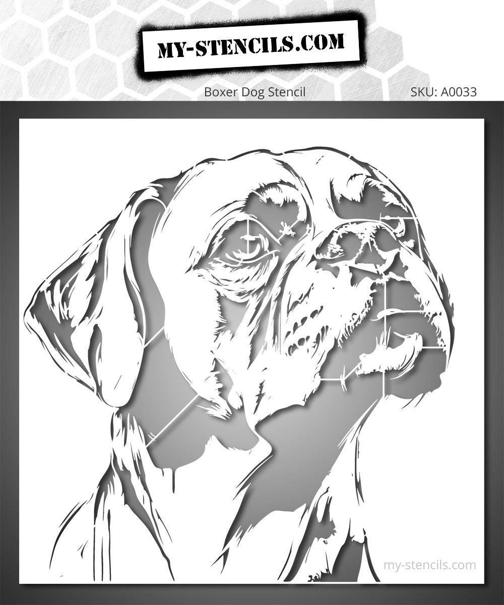 Boxer Head Stencil – Dog Face Template for DIY Wall Art, Canvas & Pet ...