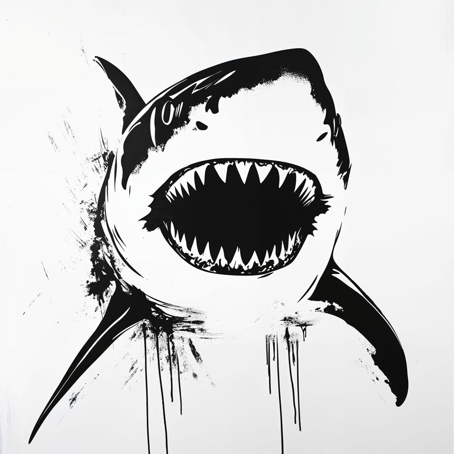 Shark Stencil – Ocean Predator Silhouette for Wall, Canvas, Kids Room ...