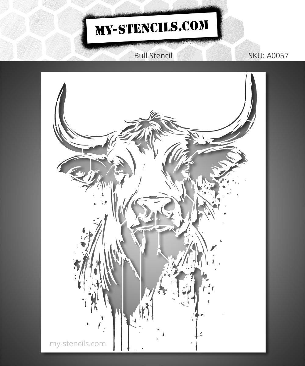 Bull Stencil – Powerful Animal Silhouette for Wall, Canvas, Rustic ...