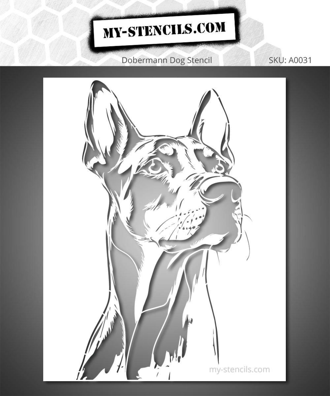 Dobermann Head Stencil – Guard Dog Silhouette Template for DIY Wall Art ...