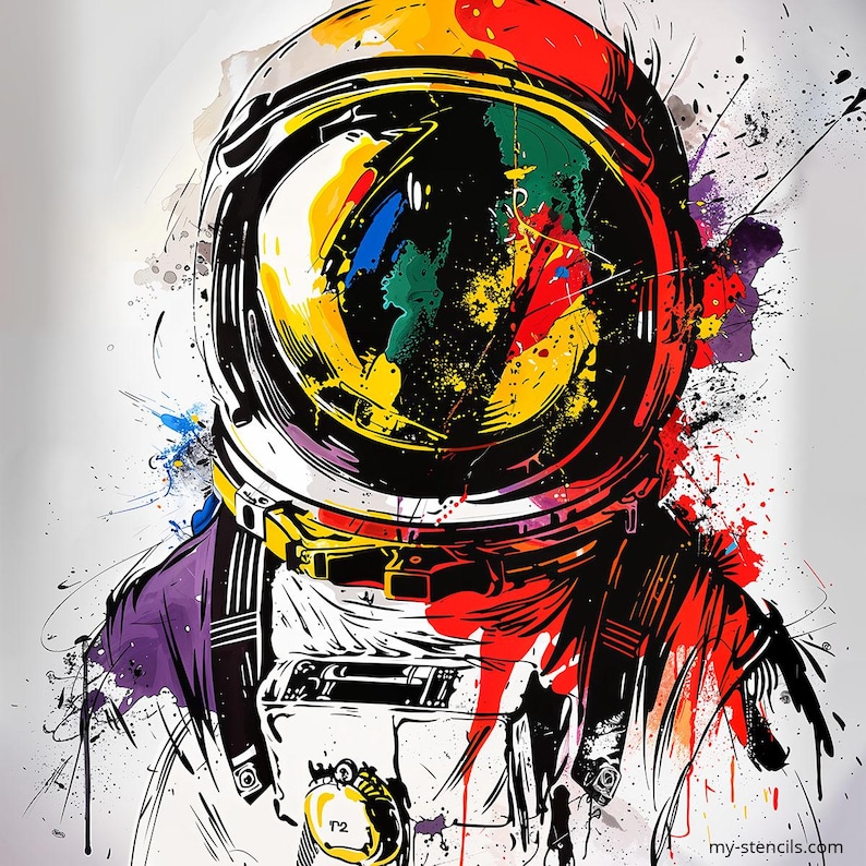 Astronaut Portrait Stencil – Space Explorer Silhouette for Wall, Canvas ...