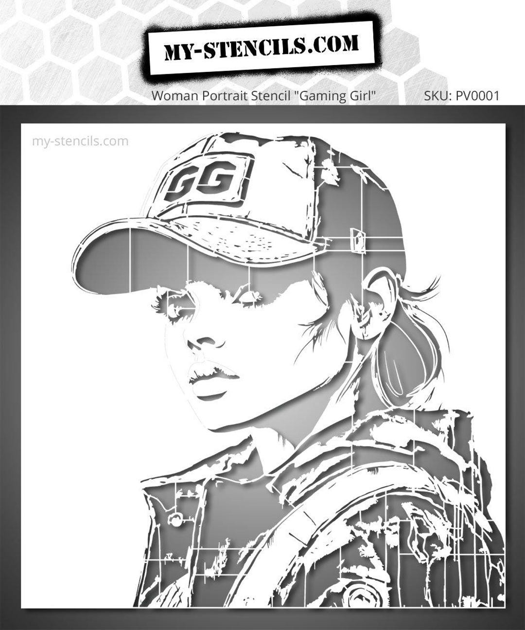 Gaming Woman Stencil – Pop Art Girl With Headset for Wall, Canvas ...