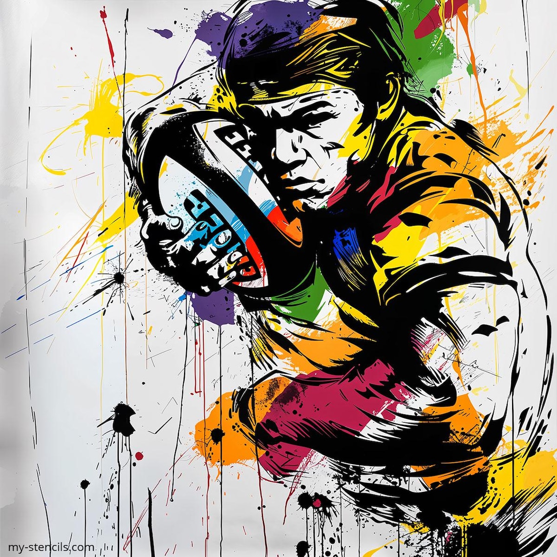 Rugbyman Stencil – Rugby Player Silhouette for Wall Art, Canvas, Sports ...