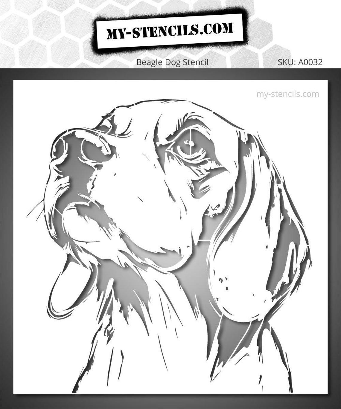 Beagle Head Stencil – Dog Face Template for DIY Wall Art, Canvas & Pet ...