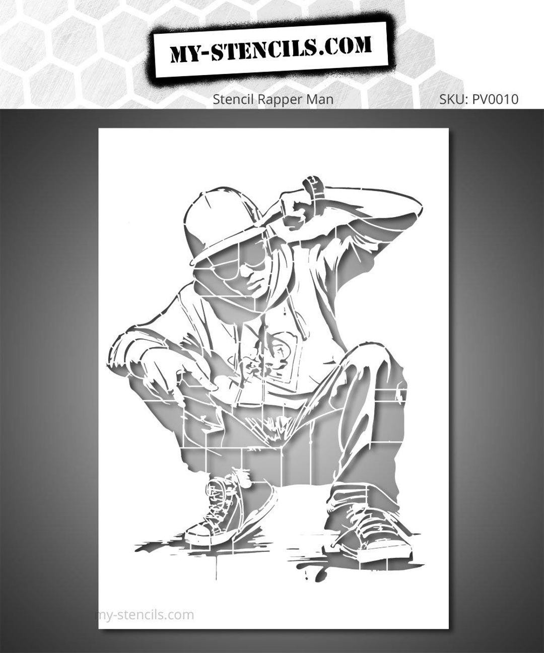 Rapper Portrait Stencil – Urban Music Art Template for DIY Wall Murals ...