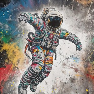 Weightless Astronaut Stencil – Floating Space Explorer Template for ...