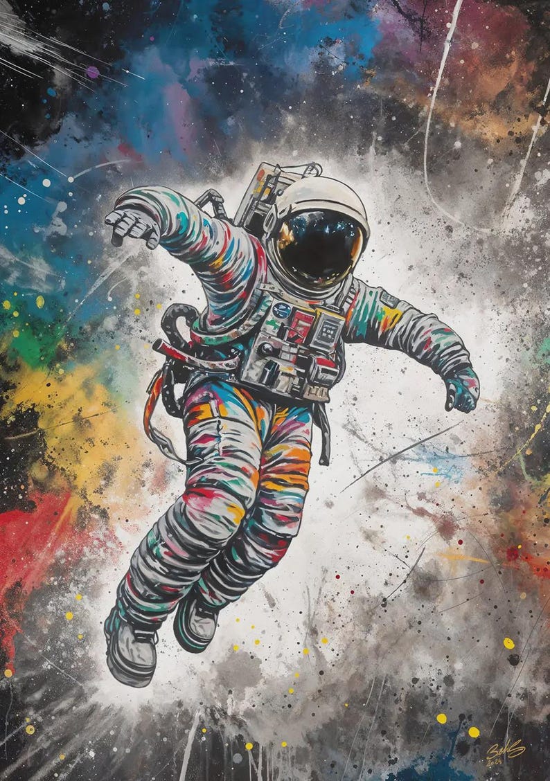 Weightless Astronaut Stencil – Floating Space Explorer Template for ...